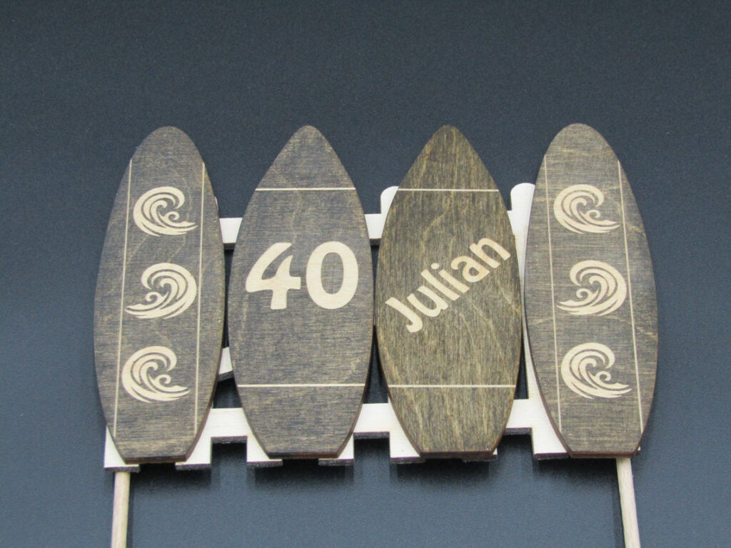 Stylishly Cool Surf Board Cake Toppers - The Laser People