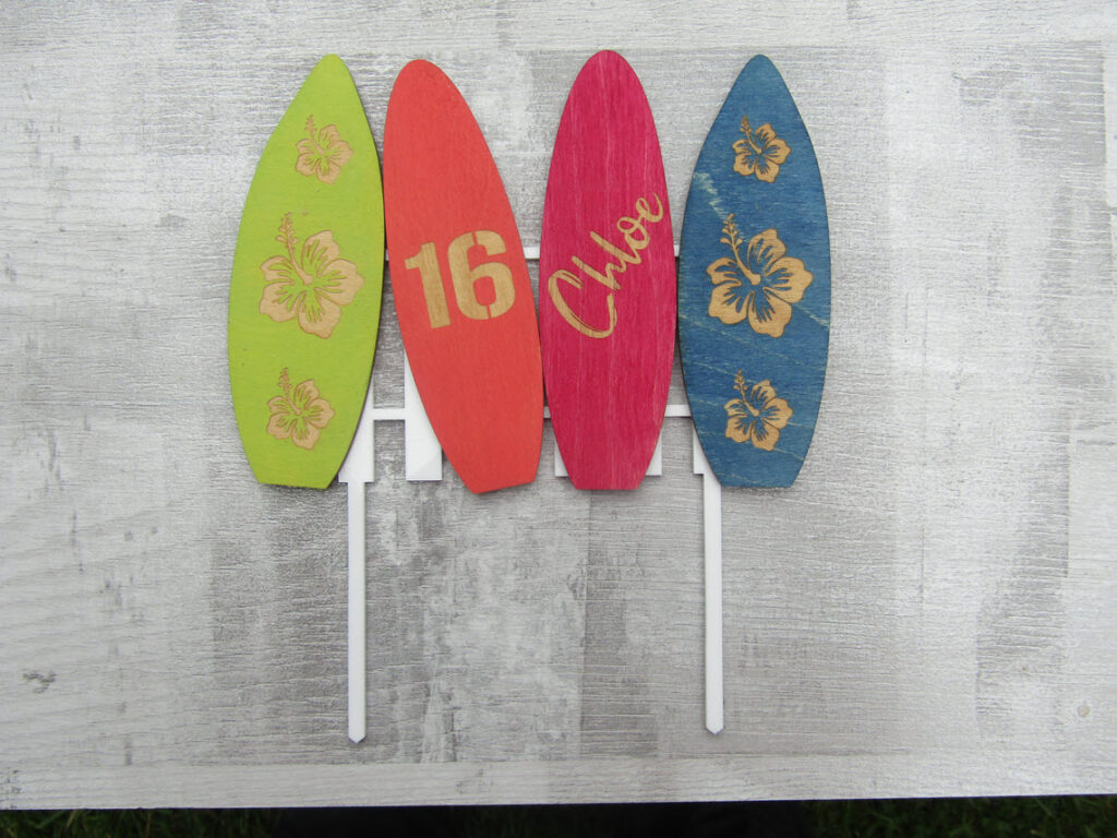 Stylishly Cool Surf Board Cake Toppers - The Laser People